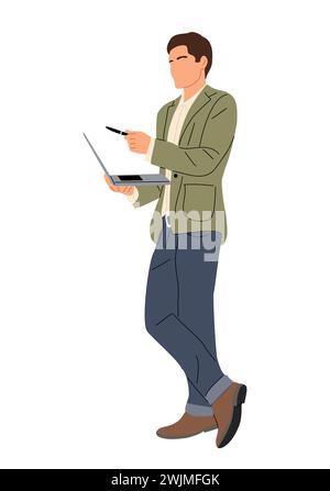 Man Standing Holding Pen Pointing to Chart Diagram with SEO Process ...