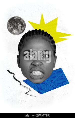 Creative collage picture young angry aggressive man bully screaming ...