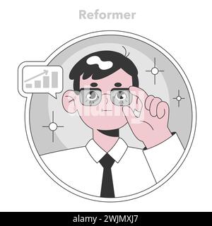 Enneagram Reformer type illustration. A principled, purposeful ...