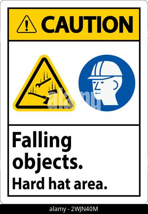 Caution Sign, Falling Objects Hard Hat Area Stock Vector Image & Art - Alamy