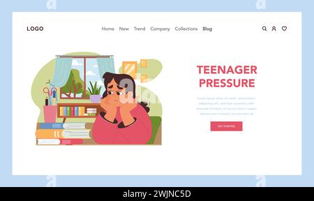 Adolescent stress concept. Teenager copes with the weight of ...