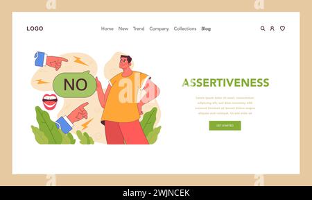 Assertiveness concept. Young man confidently expresses boundary with ...