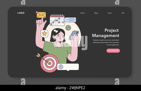 Project Management visualization. Organized female project manager with ...