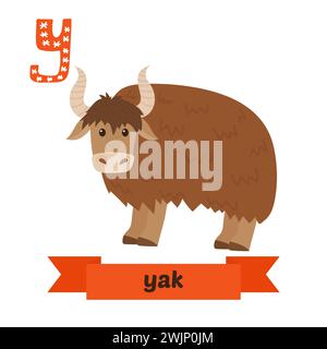 letter Y, yak. Cute animal in colorful alphabet train. Vector ...