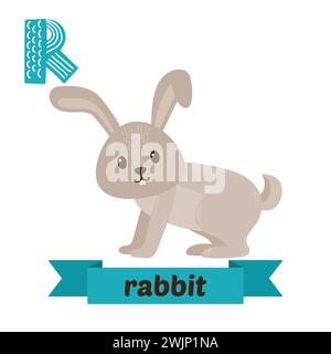 R letter card. Cartoon rabbit alphabet word Stock Vector Image & Art ...