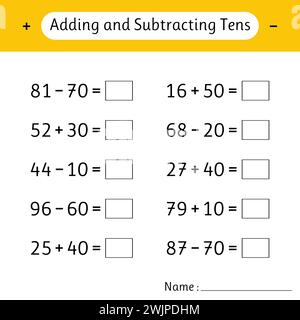 Adding and Subtracting Tens. School education. Mathematics. Development ...
