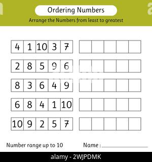 Ordering numbers worksheet. Arrange the numbers from least to greatest ...