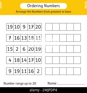 Ordering numbers worksheet. Arrange the numbers from least to greatest ...