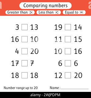 Comparing numbers. Less than, greater than, equal to. Worksheets for ...