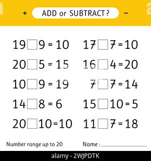 Add or subtract. Number range up to 20. Addition and subtraction ...