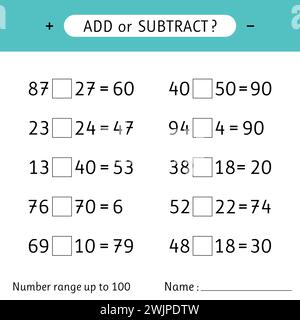 Addition. Number range up to 100. Mathematics. Math worksheet for kids ...