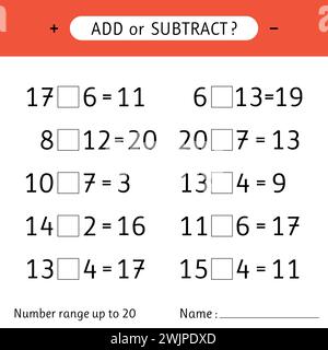 Addition. Number range up to 20. Mathematics. Math worksheet for kids ...
