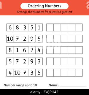 Ordering numbers worksheet. Arrange the numbers from greatest to least ...