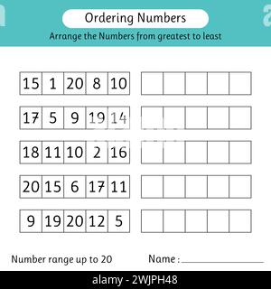 Ordering numbers worksheet. Arrange the numbers from least to greatest ...