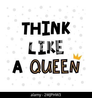 Queen lettering quote with Hand drawn crown, calligraphic sign. Vector ...