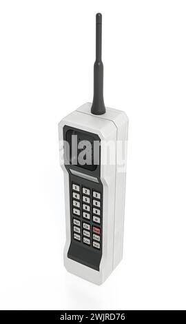 Retro cellphone isolated on white background. 3D illustration Stock ...