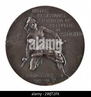 François-Rupert Carabin (1862-1932). Medal plate. Portrait of a man ...