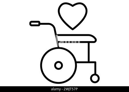 handicap solidarity icon. wheelchair icon with heart. icon related to ...