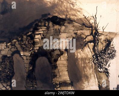 Victor Hugo (1802-1885). "Aqueduct with three floors of arcades". Plume ...