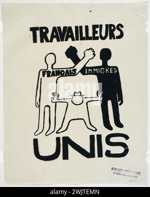 French workers united immigrants ". Poster. Serigraphy. 1968. Paris ...
