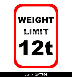 Weight limit traffic sign Black line art vector in black and white ...