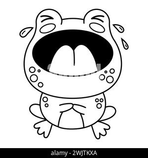 Cute little frog crying. Vector illustration isolated on white ...