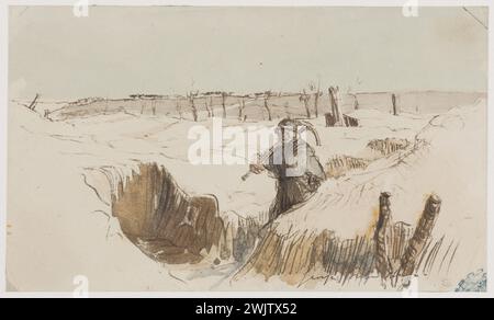 Georges Hugo (1868-1925). War 1914-1918. Sketch executed during the war ...