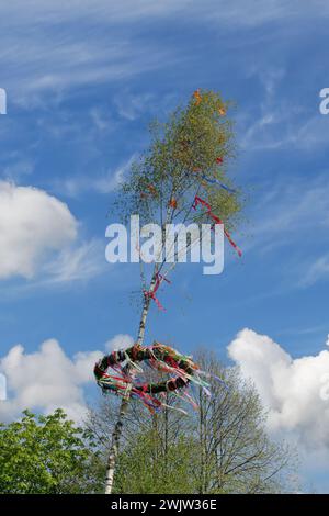 may festival with maypole, Germany, North Rhine-Westphalia, Ruhr Area ...