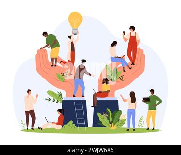 Tiny happy cartoon office workers holding 5G symbol Stock Vector Image ...