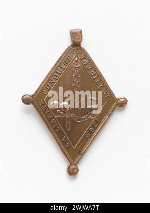 Badge of the winners of the Bastille, 1789. Copper. Paris, Carnavalet ...