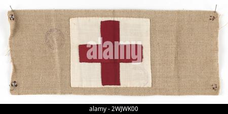 War 1939-1945. Brassard of the Red Cross with stamp from the Ministry ...