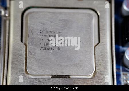 Cairo, Egypt, February 9 2024: Intel processor or processing unit, an ...