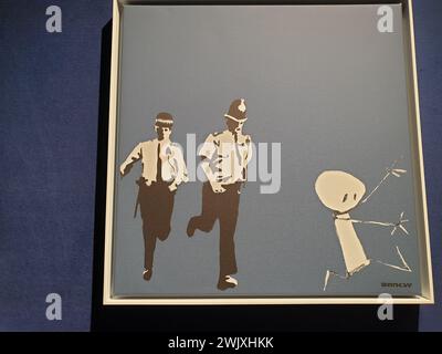 Artwork „Stick Police“ by Banksy in the exhibition „The mystery of ...