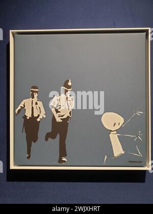 Artwork „Stick Police“ by Banksy in the exhibition „The mystery of ...
