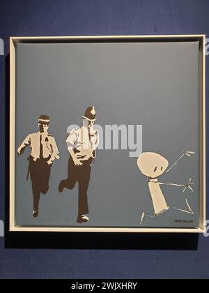 Artwork „Stick Police“ by Banksy in the exhibition „The mystery of ...