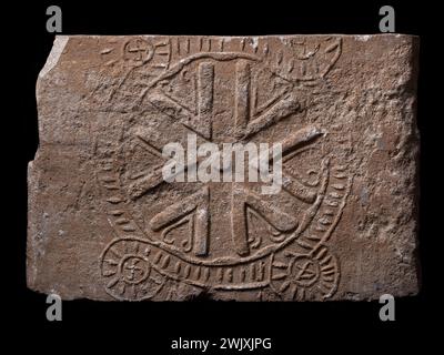 Anonymous (France). Sarcophagus head panel, three Latin crosses in flat ...