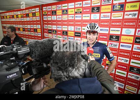 Sint Niklaas, Belgium. 17th Feb, 2024. Winner Belgian Giel Lejeune ...