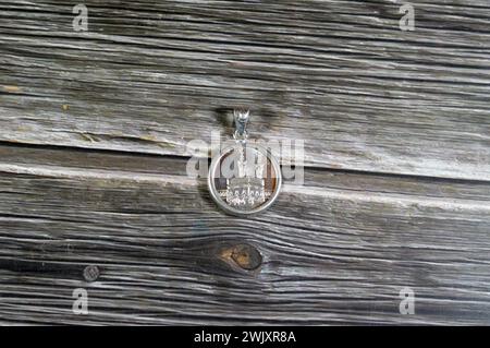 An Islamic pound coin of pure precious silver metal features Kaaba and ...