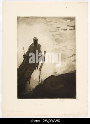 Emile Bernard (1868-1941). "The end of Satan. The high priest". Etching ...