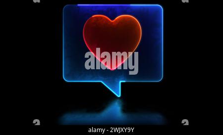Glowing looping heart shape neon effect, black background Stock Photo ...