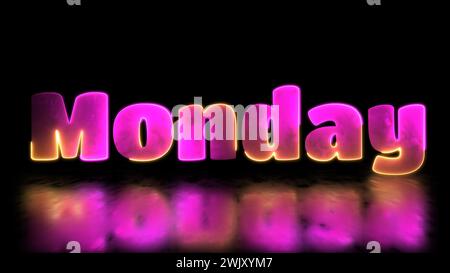 Looping neon glow effect monday word, black background Stock Photo - Alamy