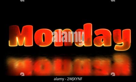 Looping neon glow effect monday word, black background Stock Photo - Alamy