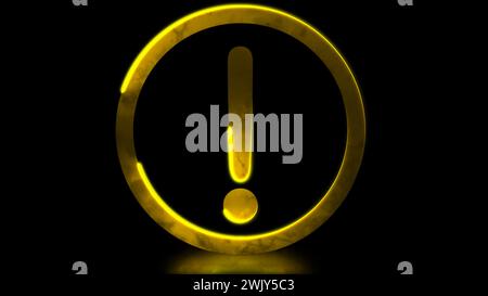 Glowing neon frame effect looping caution warning sign symbol. Black ...