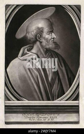 A 17th Century engraving of Pope Simplicius who was pontiff from AD468 ...