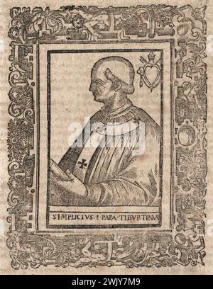 A 17th Century engraving of Pope Simplicius who was pontiff from AD468 ...