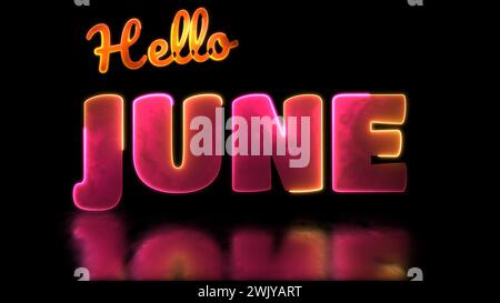 Glowing looping June month neon frame effect, black background Stock ...