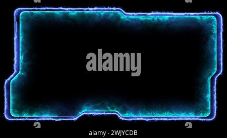 Neon gaming frame effect glowing square shape looping, black background ...