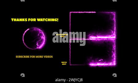Neon frame effect end screen glowing looping on black background Stock ...