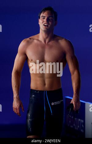 DOHA - Nyls Korstanje in action in the men's 100 butterfly final during ...