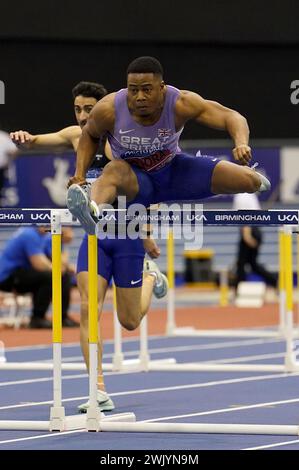 Tade Ojora on his way to winning the Men’s 110m Hurdles Final during ...